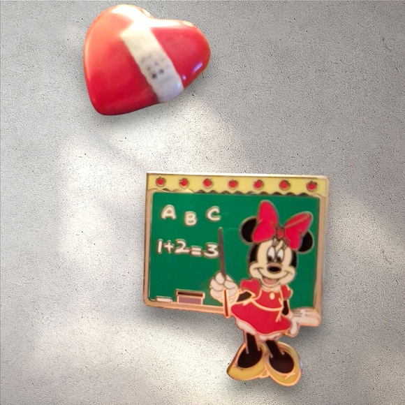 Disney | Jewelry | Disney Minnie Mouse Teacher Pin Brooch And Red ...